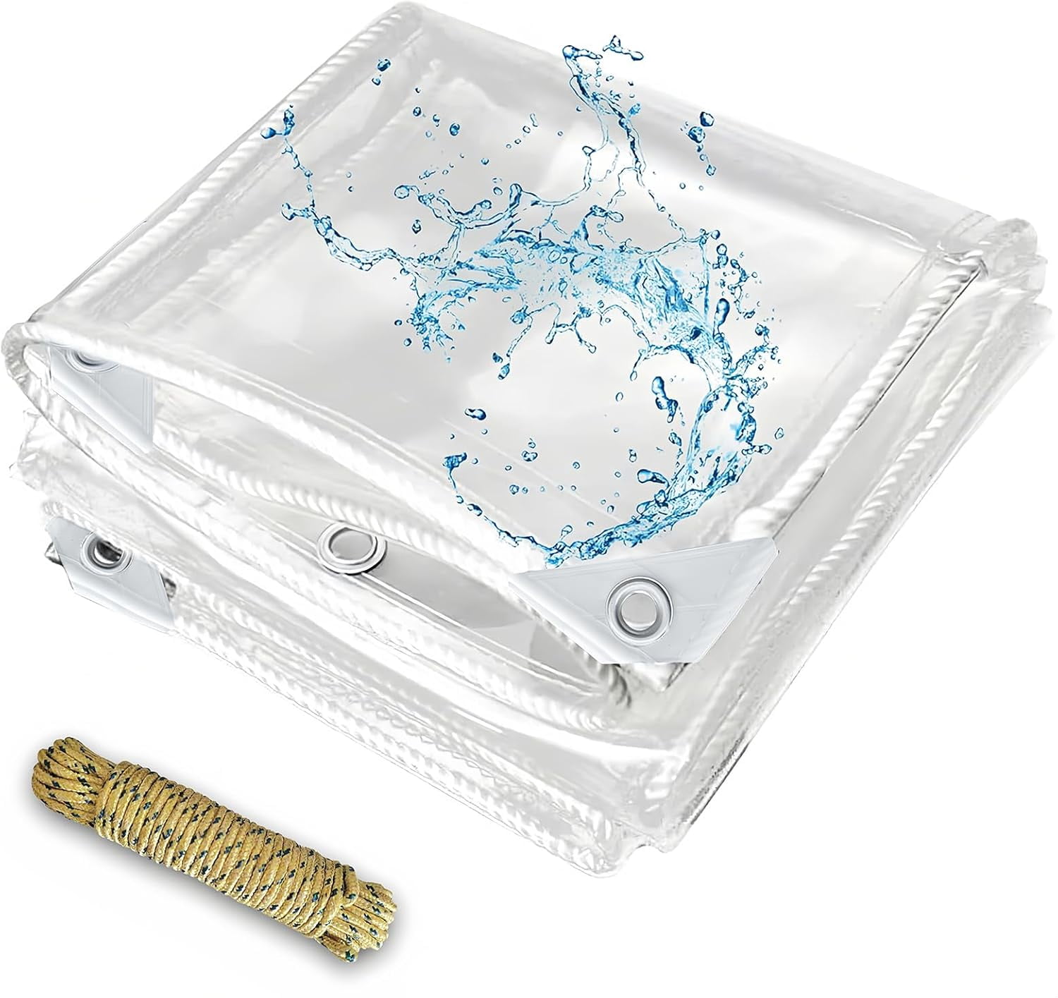 6.5' x 10' Clear PVC Tarp Clear Tarp, Clear with Grommets Outdoor ...