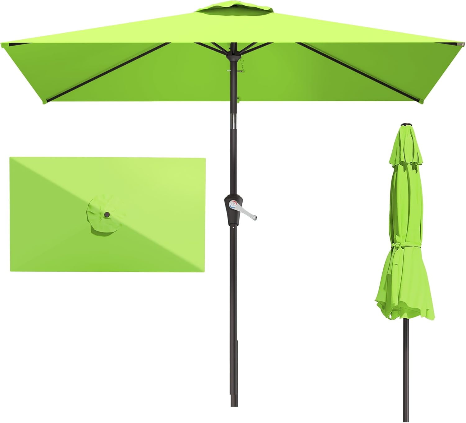 6.5' x 10' Rectangular Patio Umbrellas for Outdoor, Outdoor Table ...