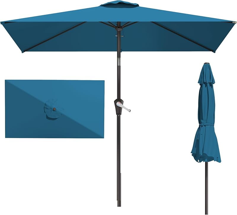 6.5' x 10' Rectangular Patio Umbrellas for Outdoor, Outdoor Table ...