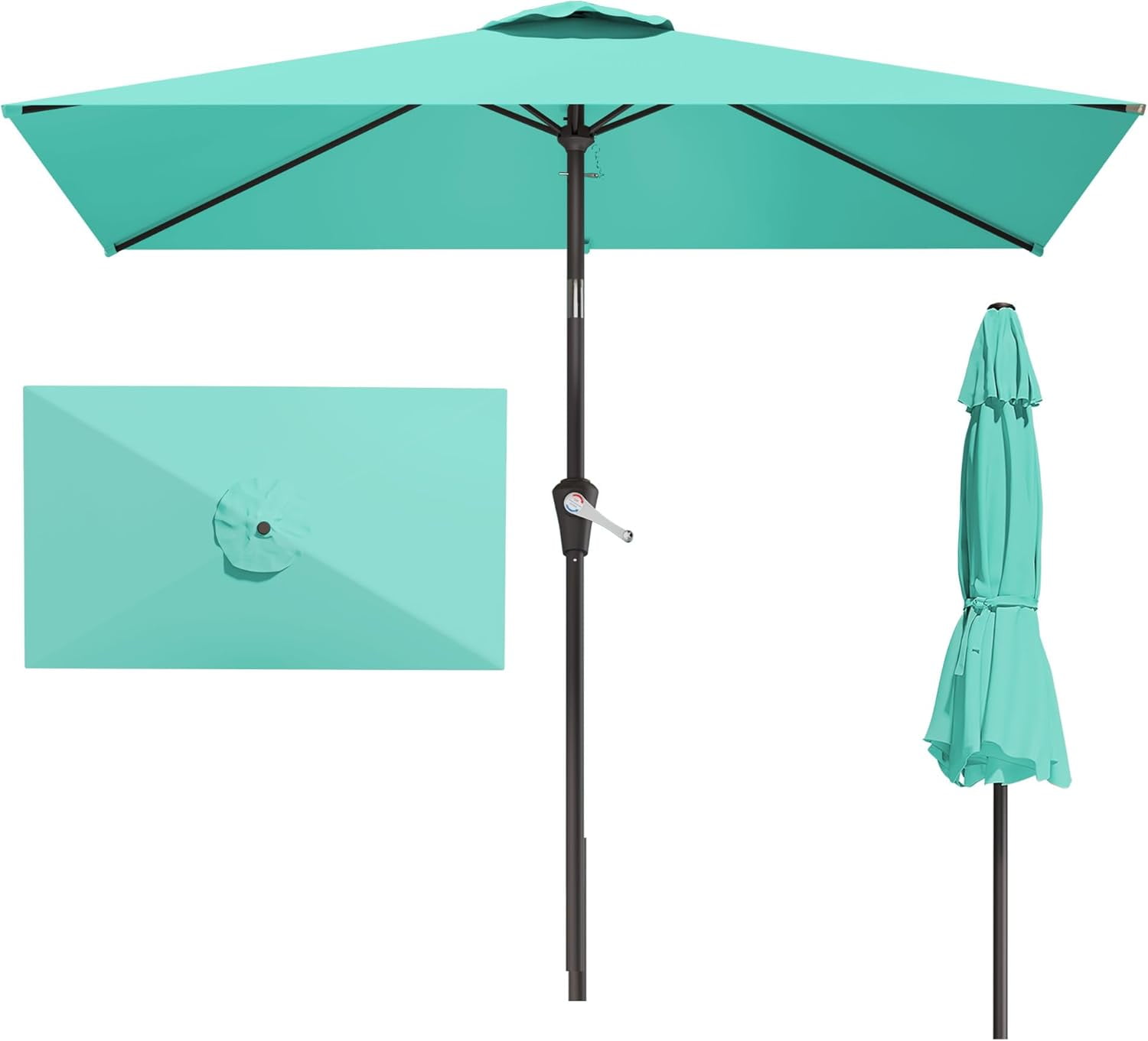 6.5' x 10' Rectangular Patio Umbrellas for Outdoor, Outdoor Table ...