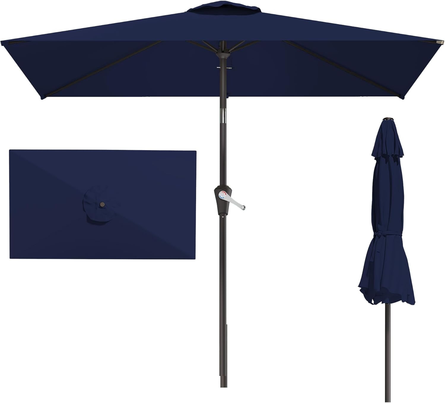6.5' x 10' Rectangular Patio Umbrellas for Outdoor, Outdoor Table ...