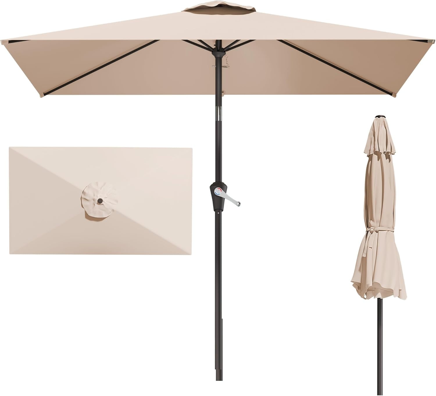 6.5' x 10' Rectangular Patio Umbrellas for Outdoor, Outdoor Table ...