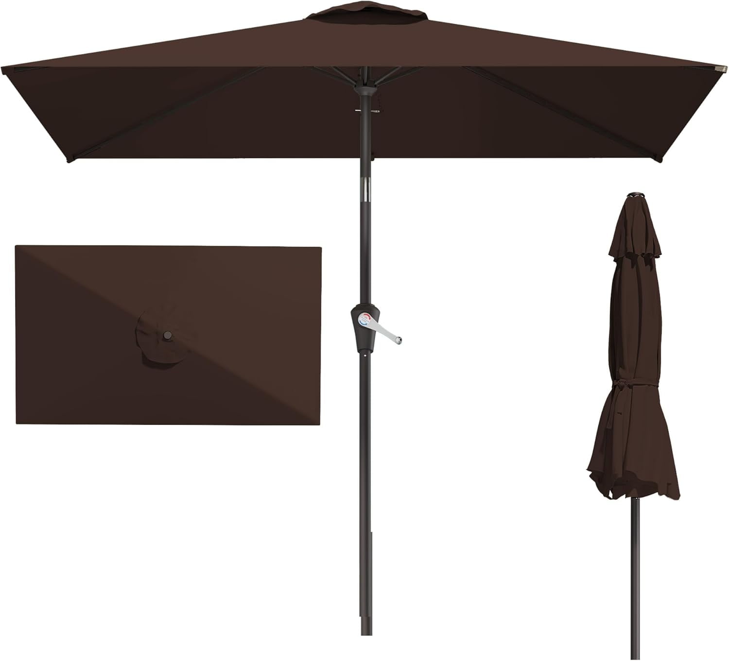 6.5' x 10' Rectangular Patio Umbrellas for Outdoor, Outdoor Table ...
