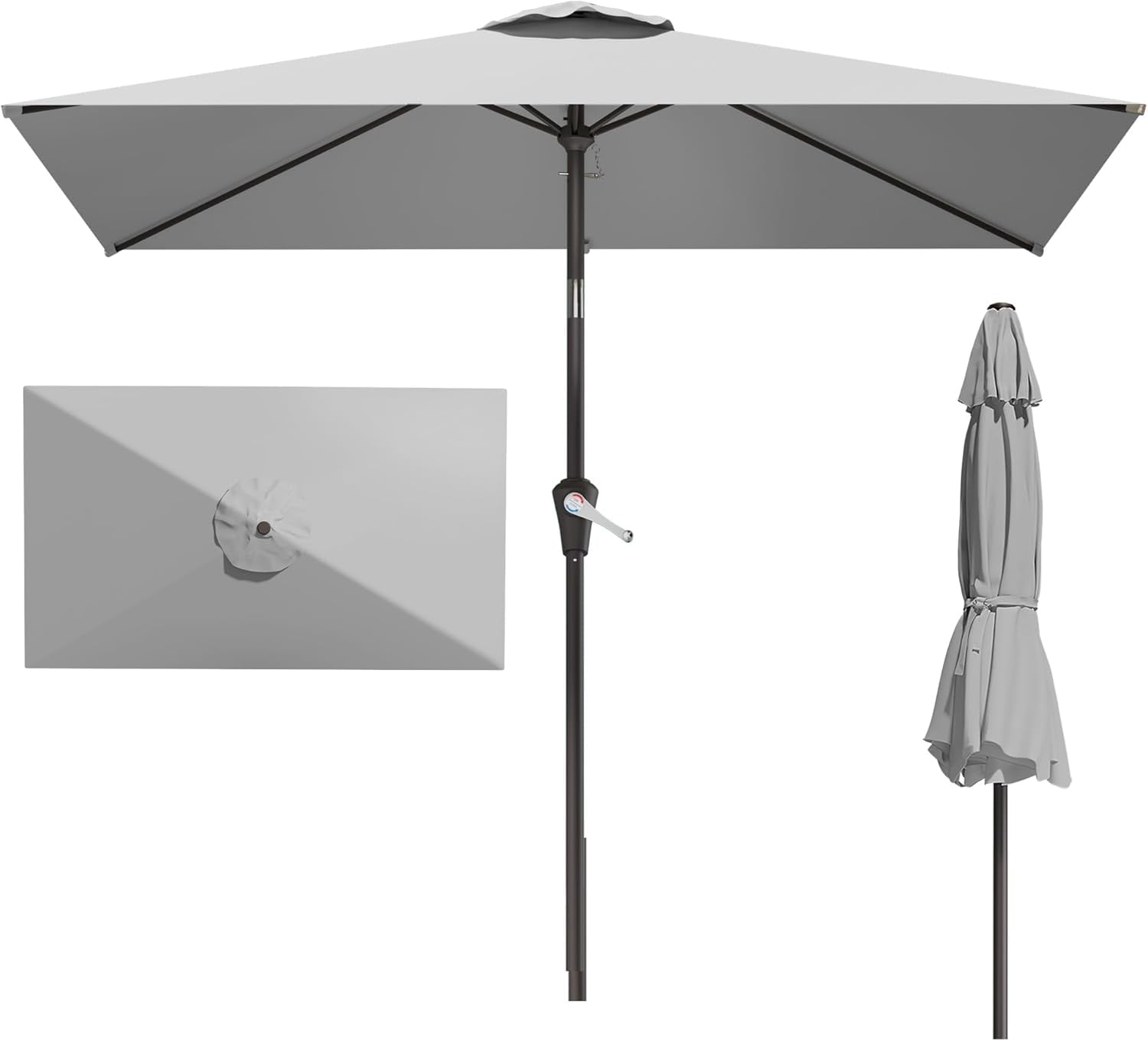 6.5' x 10' Rectangular Patio Umbrellas for Outdoor, Outdoor Table ...