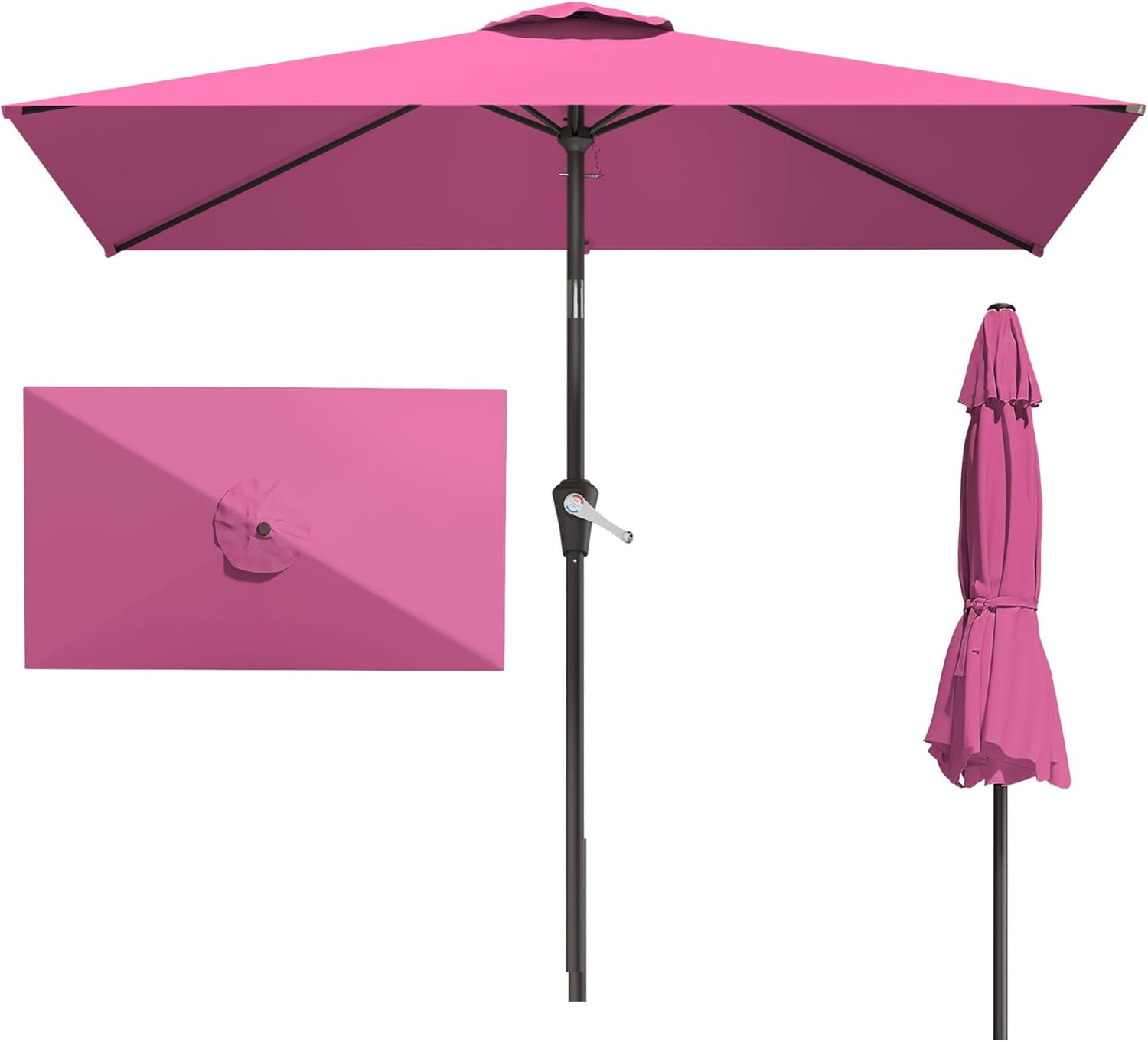 6.5' x 10' Rectangular Patio Umbrellas for Outdoor, Outdoor Table ...