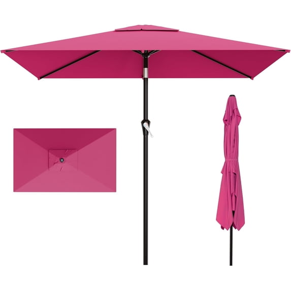 6.5' x 10' Rectangular Patio Umbrellas for Outdoor, Outdoor Table ...