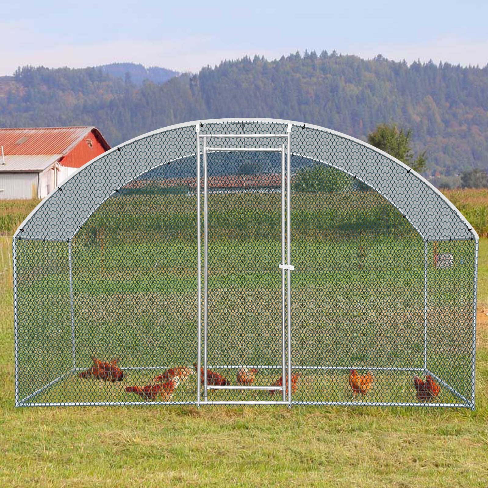 6.5 x 10 ft Large Metal Chicken Coop, Walk-in Poultry Cage Chicken Hen ...