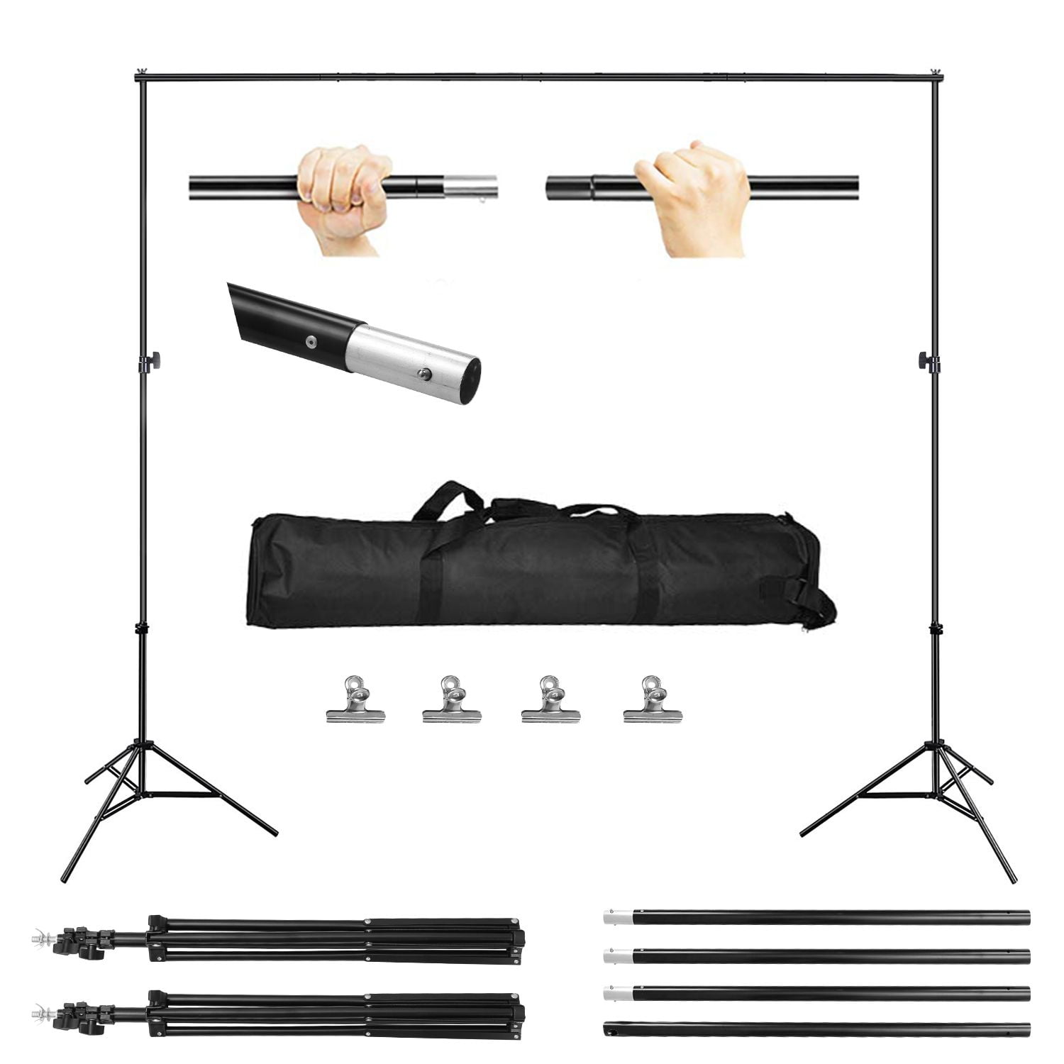 6.5 x 10ft Photo Video Studio Backdrop Background Stand Adjustable ...