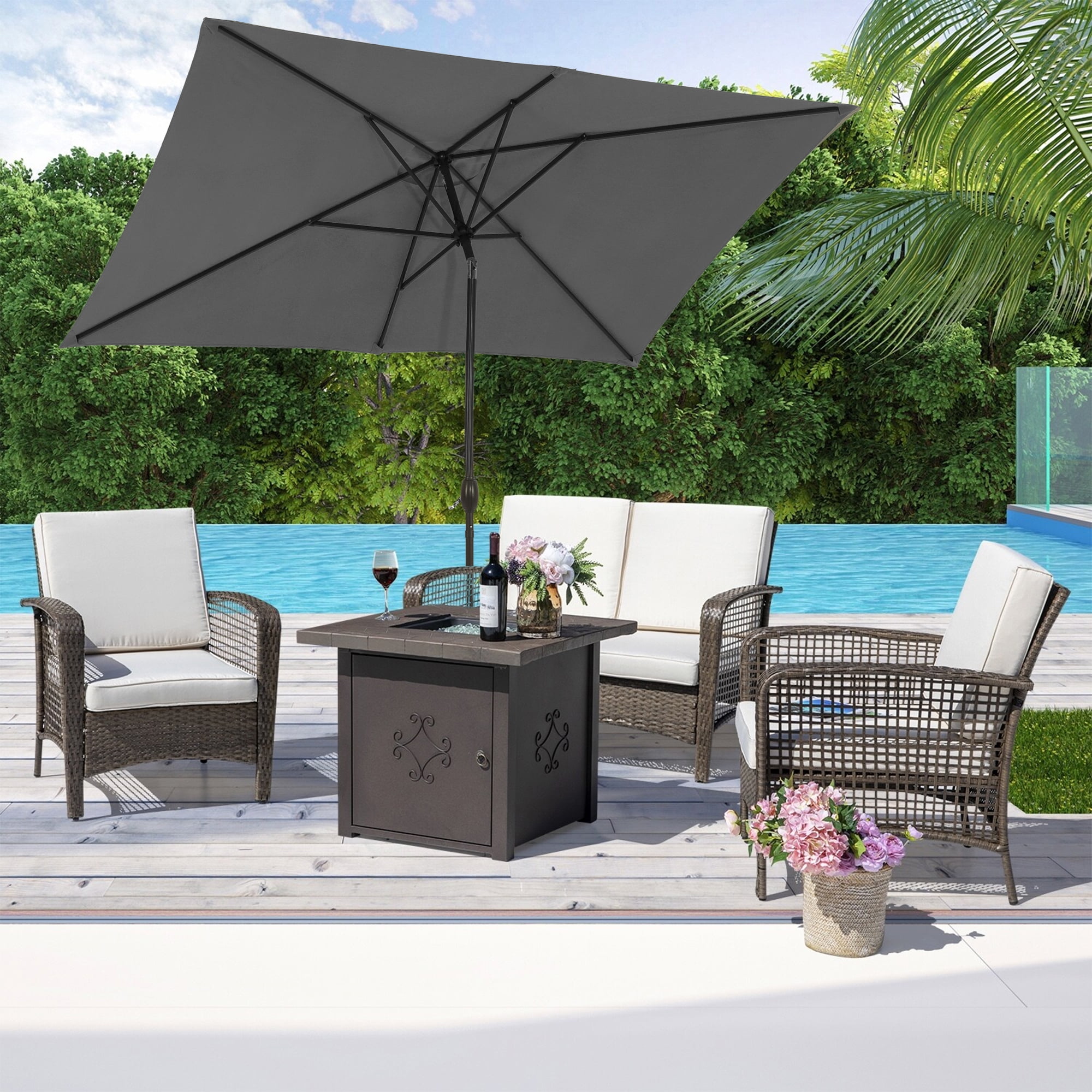 6.5x10ft Patio Umbrella, Outdoor Table Umbrella with Tilt, Crank, UV ...