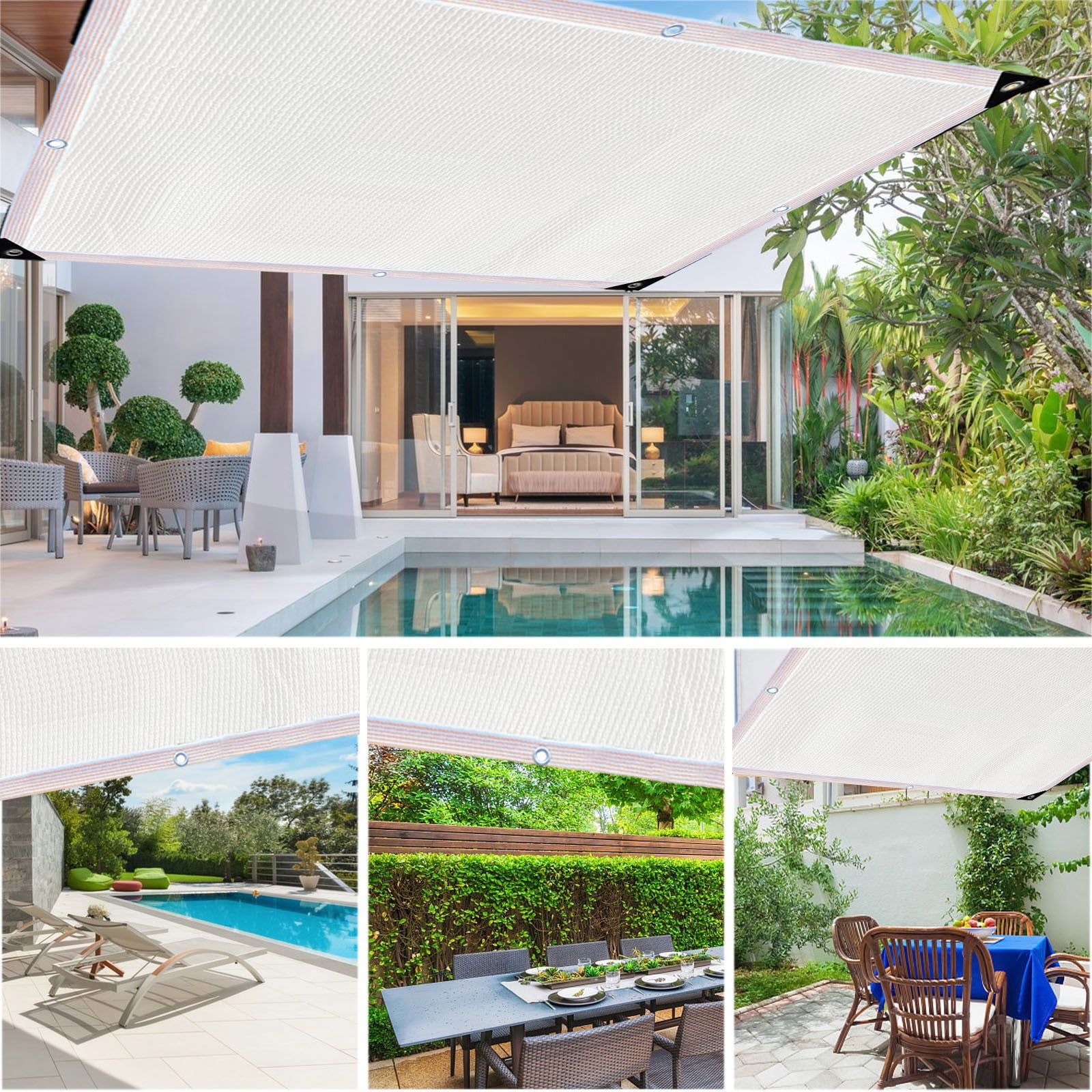 6.5 x 9.8 FT White Rectangle Sun Shade Sail Shade Cloth Canopy with ...