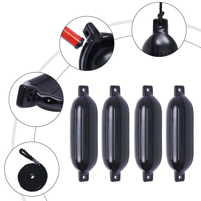 6.5"x24" Boat Fender Bumper 4X Ribbed Marine Dock Shield Protection ...