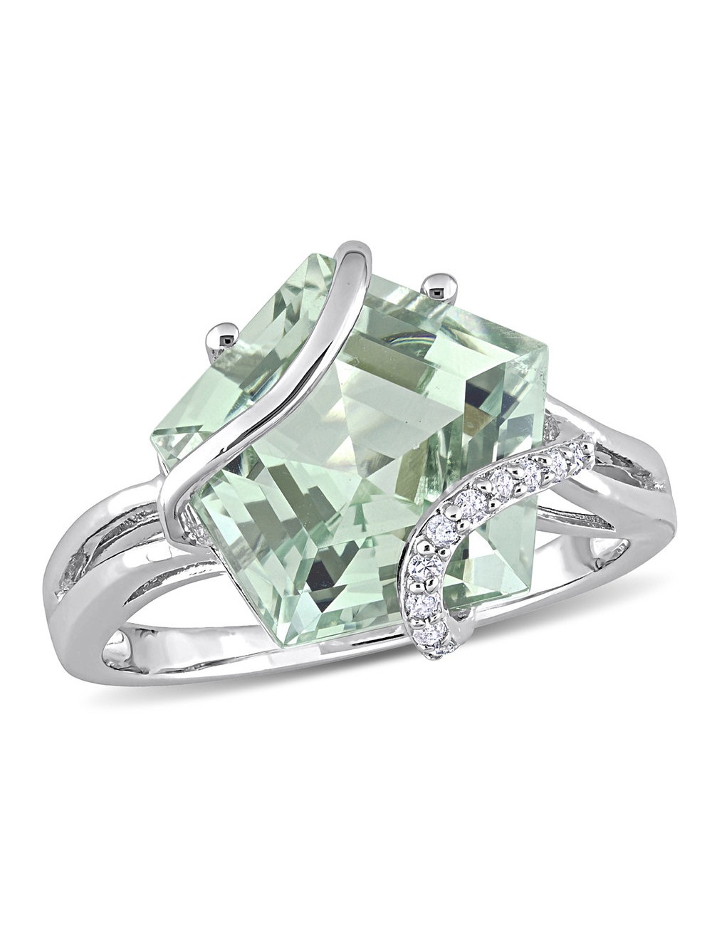 6.50 Carat (Ctw) Green Quartz Ring in Sterling Silver with Accent ...