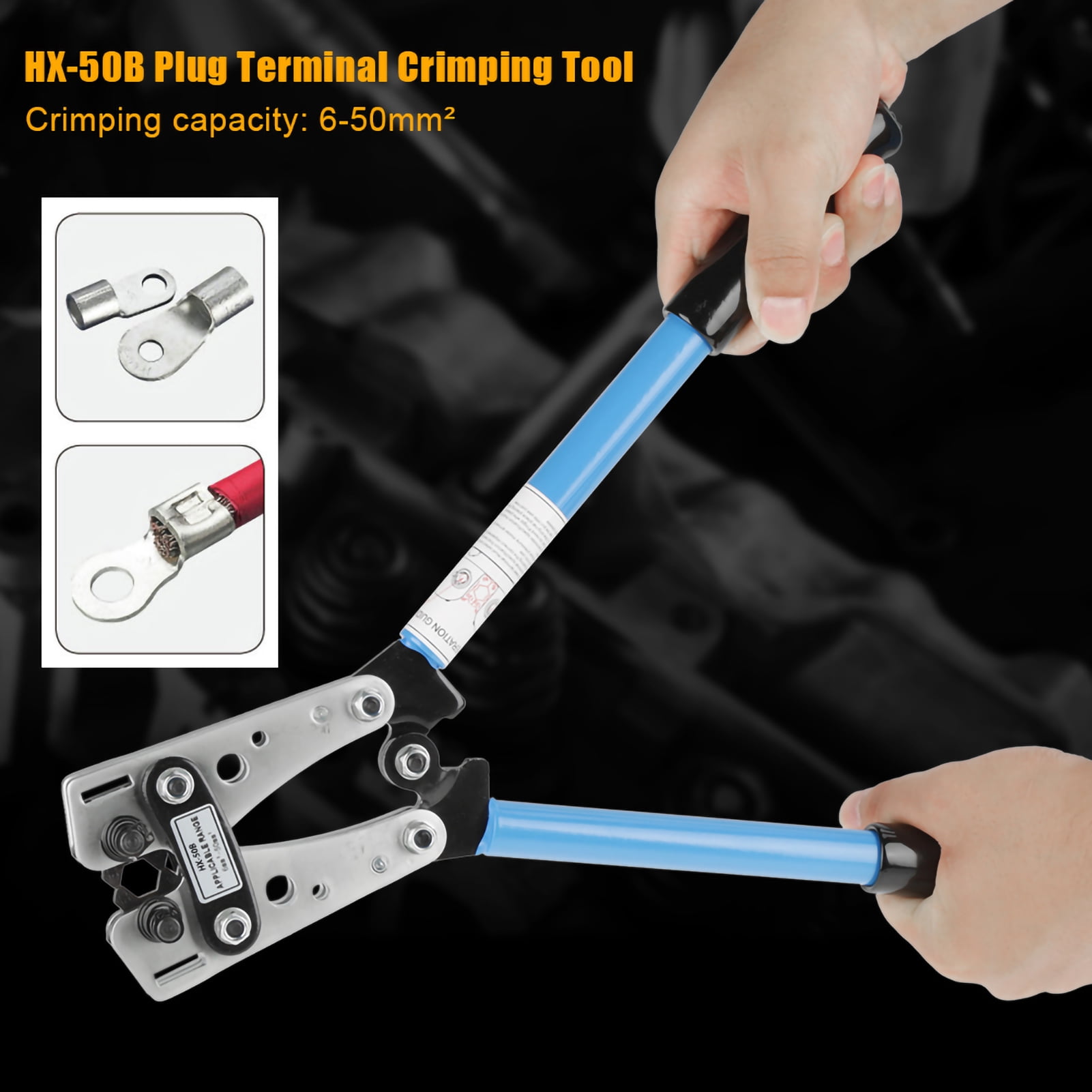 6 - 50 mm HX-50B Plug Terminal Crimping Tool Cable Wire Lug Hex ...