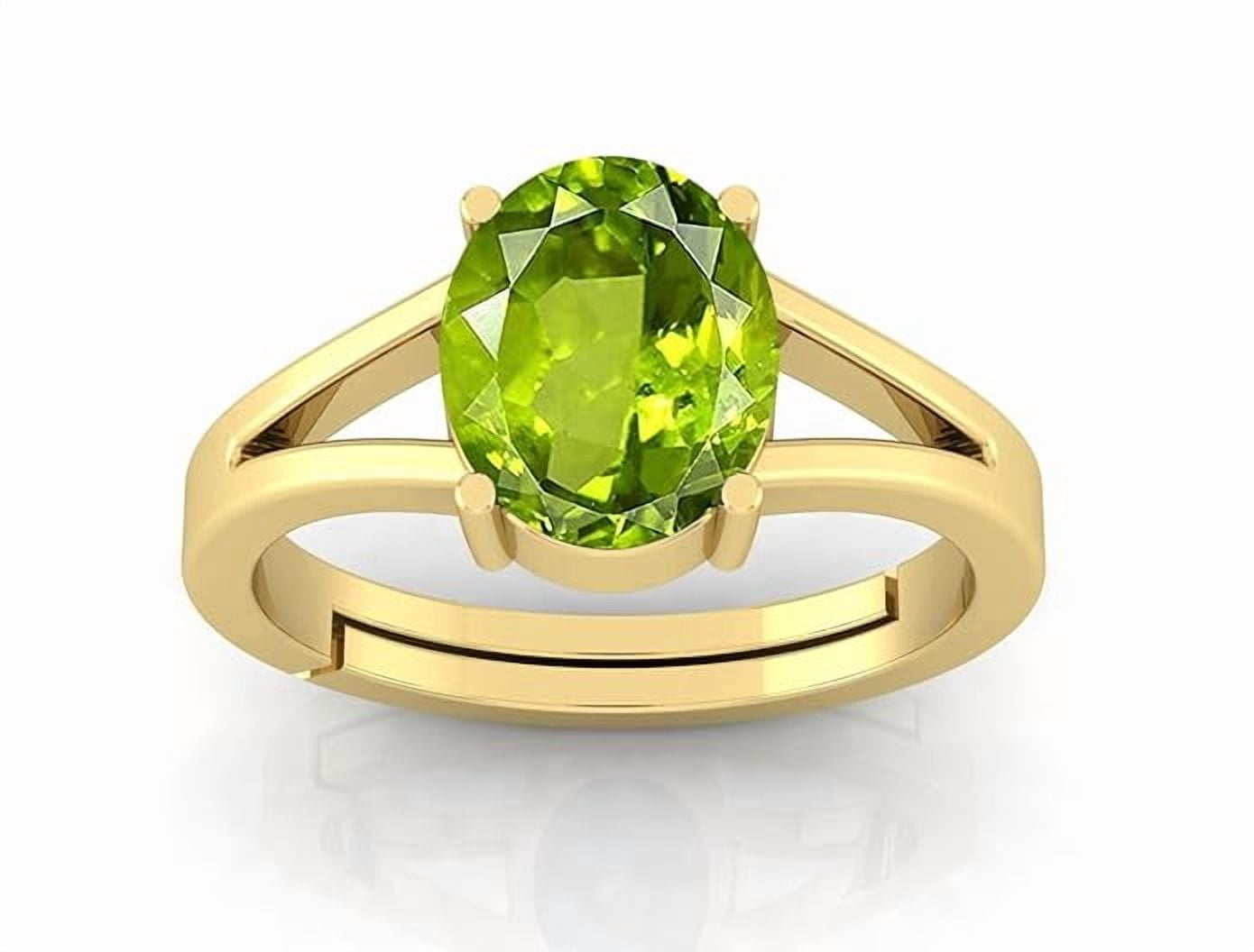 6.55 Carat AA++ Quality Natural Green Peridot Gemstone Gold with White panchdhatu Metal ...
