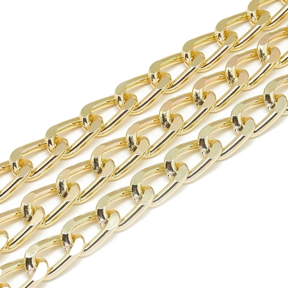 6.56 Feet(2m) Unwelded Aluminum Curb Chains Light Gold Curb Chain Links ...