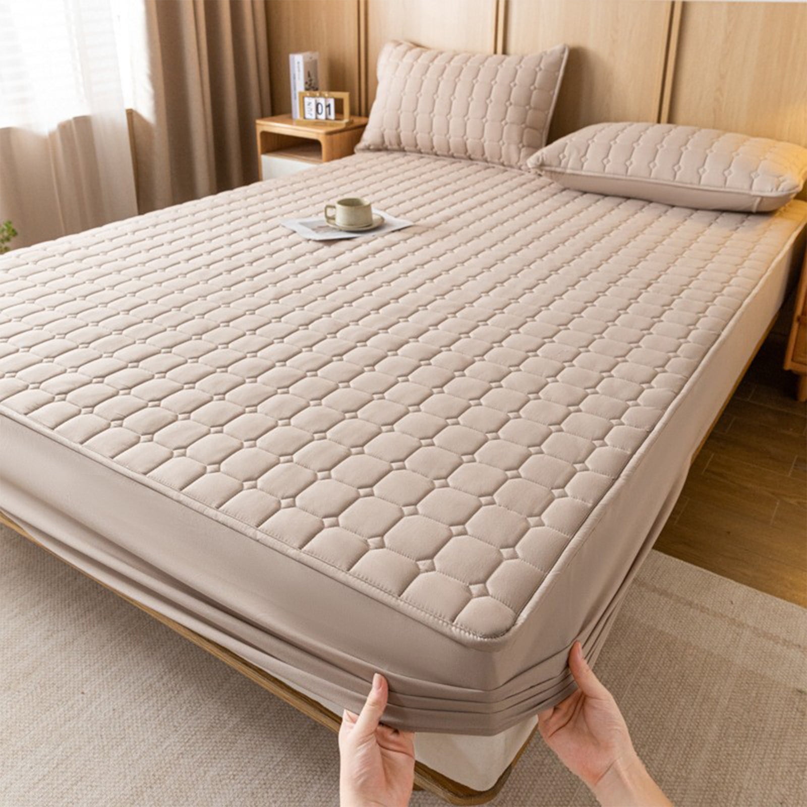 6.56 X 5.9ft Thickened Mattress Companion Modern Style Brown Bed Hat ...