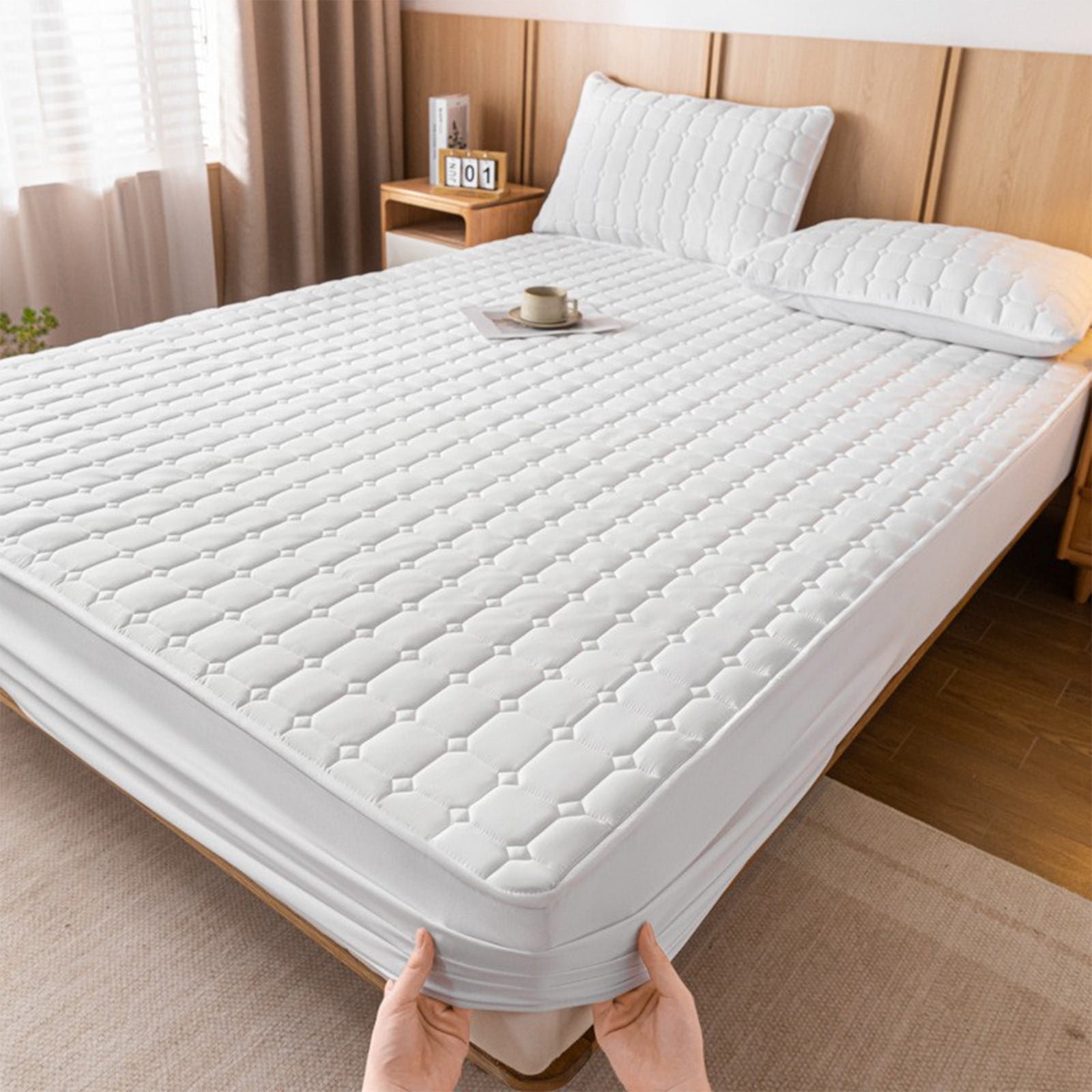 6.56 x 5.9ft Thickened Mattress Cover – Modern Style Bed Hat with ...