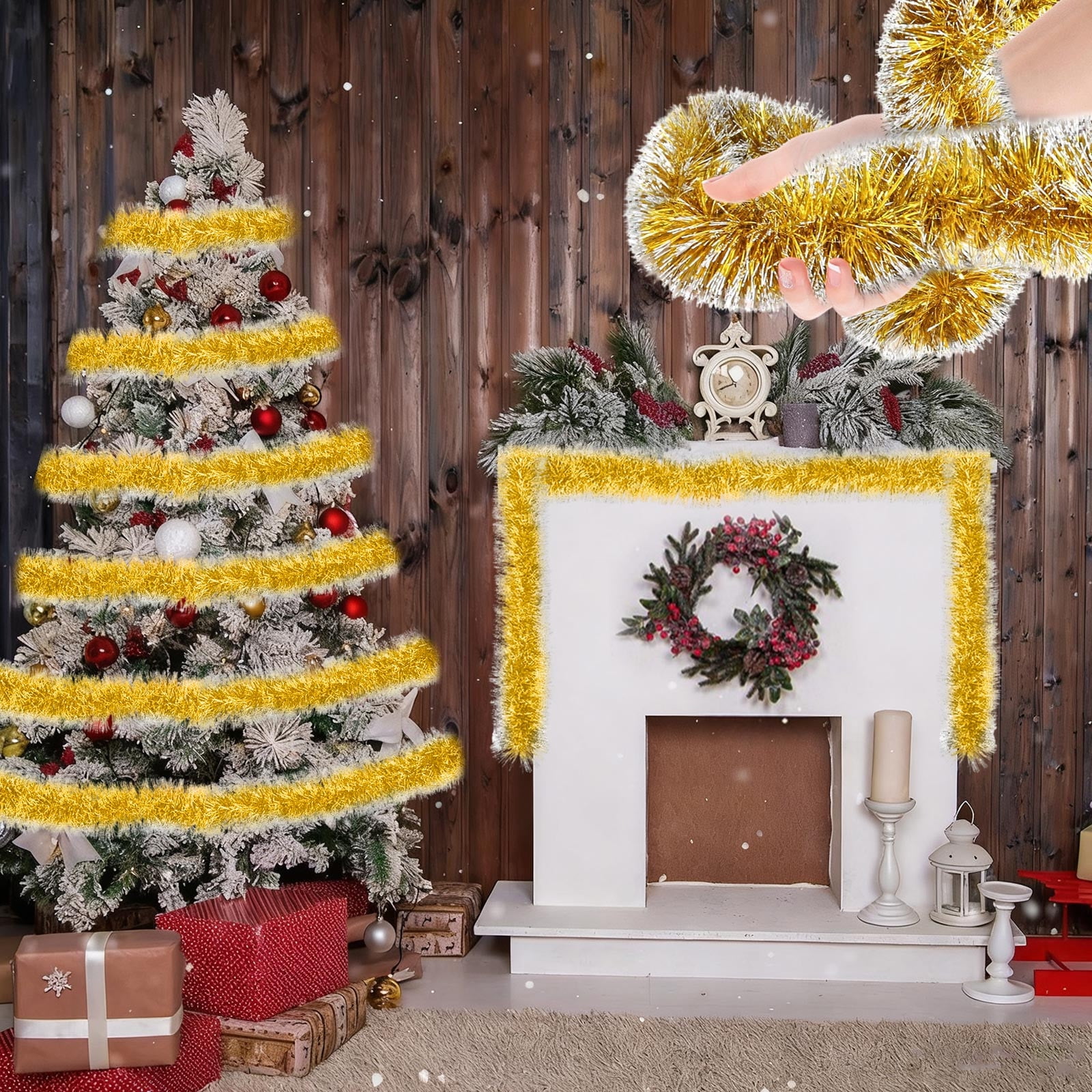 6.56FT Christmas Garland Decorations Thick Thin Streamer Foil Festive ...