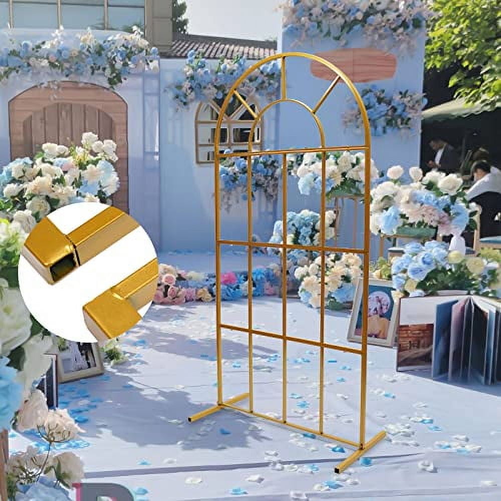 6.56FT Wedding Arch Stand for Ceremony Mesh Design, Gold Metal Garden ...