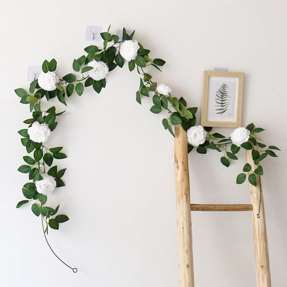 6.56Ft Artificial Flower Garland with Roses, Fake Rose Vine Floral ...
