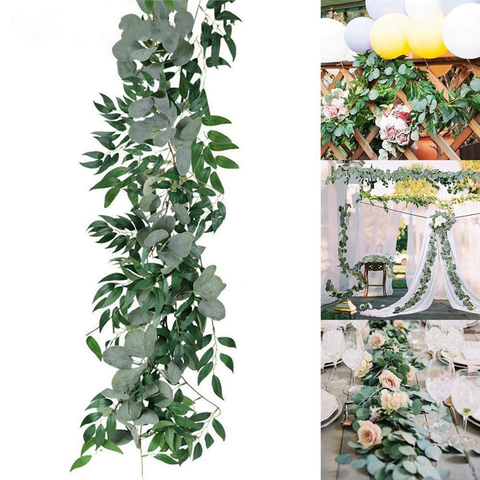6.56Ft Fake Greenery Garlands Artificial Silver Dollar Eucalyptus ...