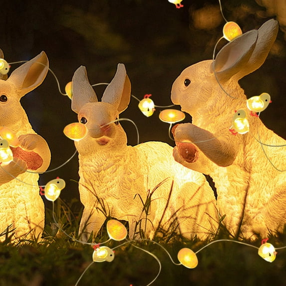 6.56ft Easter LED String Lights - Battery Operated Chick & Egg Shapes ...