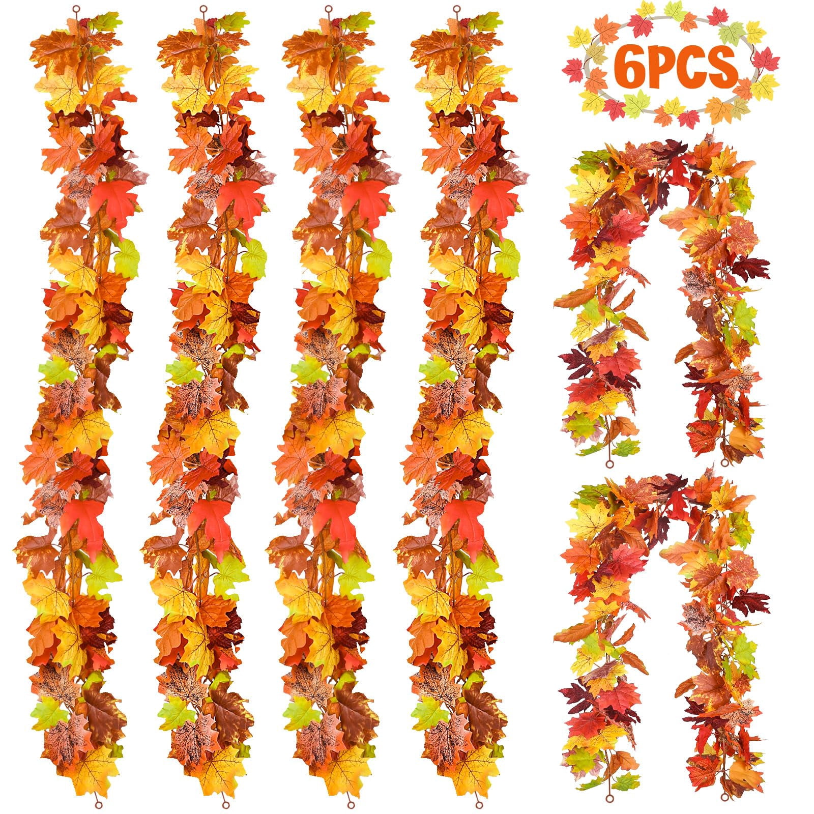 6.56ft Maple Leaf Garland Hanging Vines Garland Holiday Fall ...