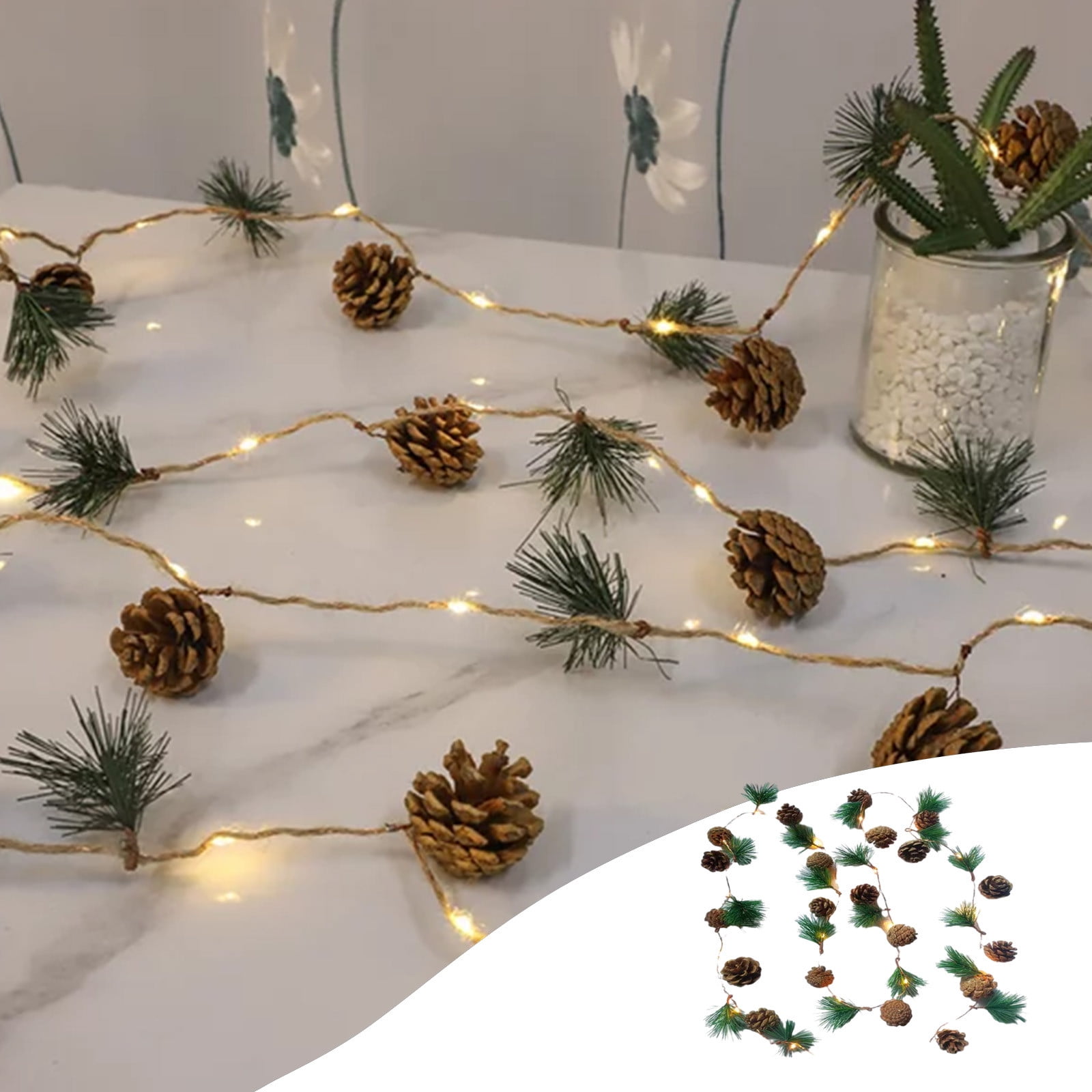 6.56ft Pinecones String Lights, Christmas String Lights Battery ...