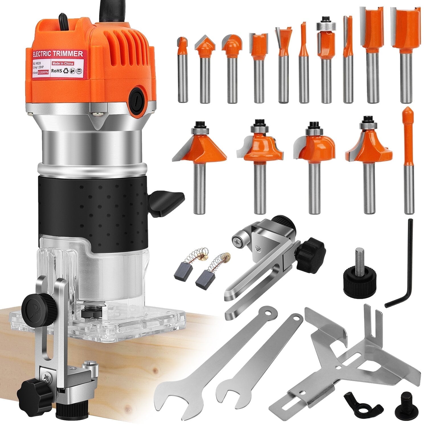 6.5Amp Compact Router, 1.25 HP Wood Palm Router Tool with 6 Variable ...