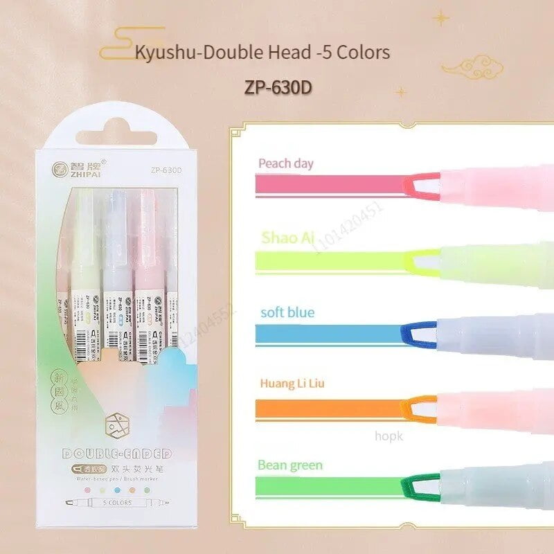 6/5Colors/box Double Headed Highlighter Pen Set Fluorescent Markers ...
