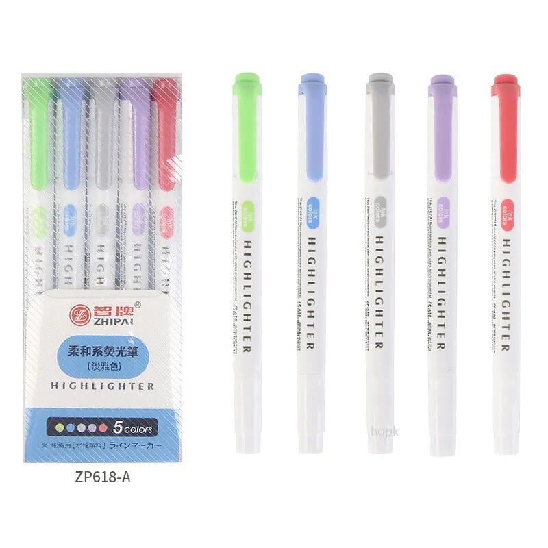 6/5Colors/box Double Headed Highlighter Pen Set Fluorescent Markers ...
