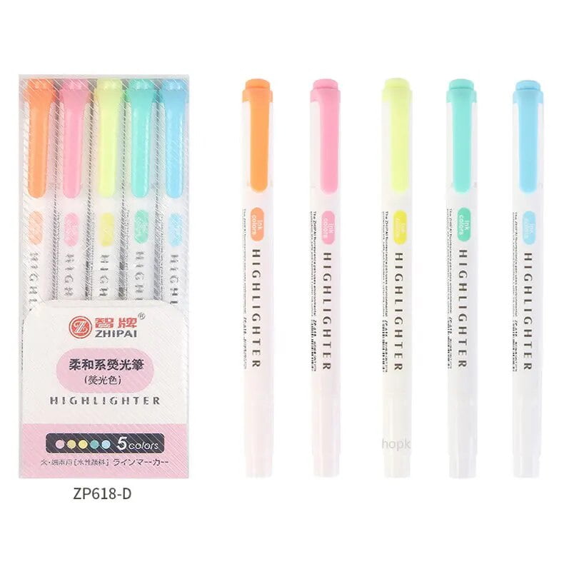 6/5Colors/box Double Headed Highlighter Pen Set Fluorescent Markers ...