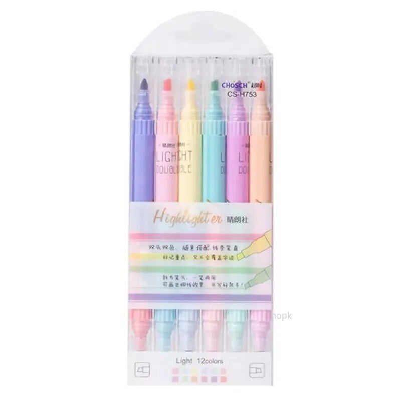6/5Colors/box Double Headed Highlighter Pen Set Fluorescent Markers ...