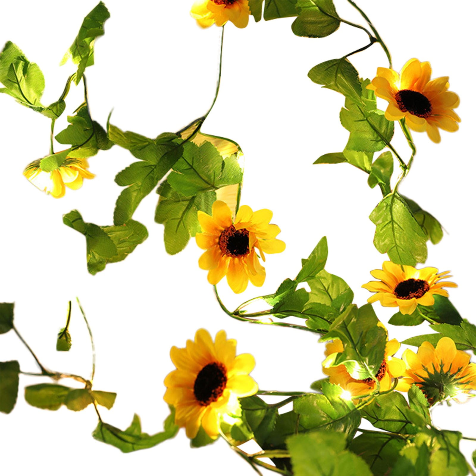 6.5FT Artificial Sunflower Garland with 20 LED Fairy String Lights, Vines Sunflowers Hanging ...