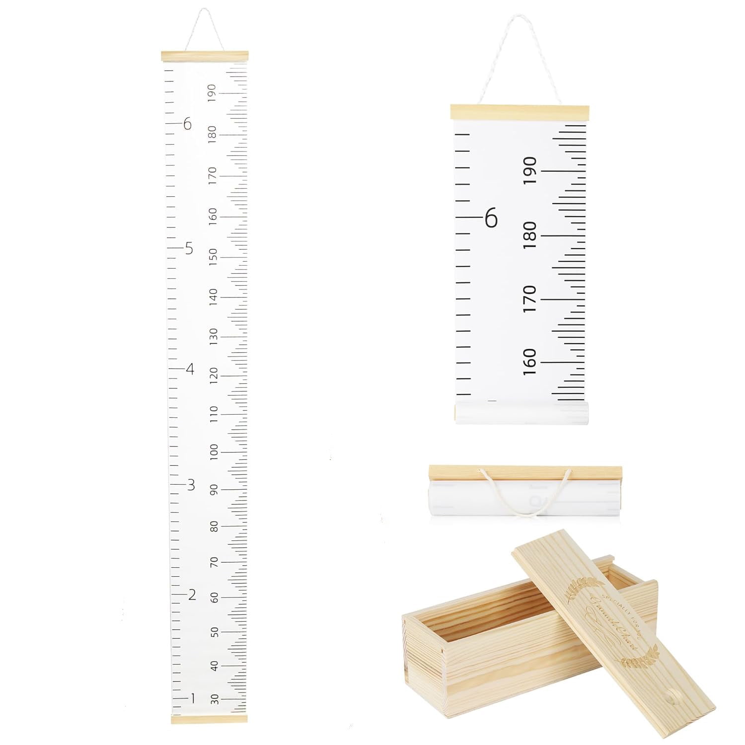 6.5FT Growth Chart for Kids with Wooden Keepsake Box - Children Height ...