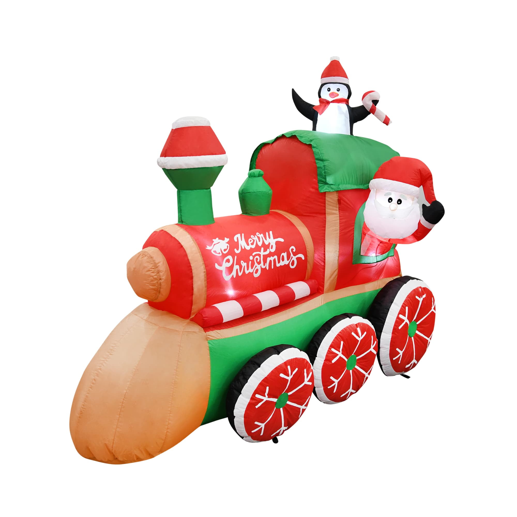 6.5FT Multi-Colored Christmas Penguins In The Train Inflatable ...