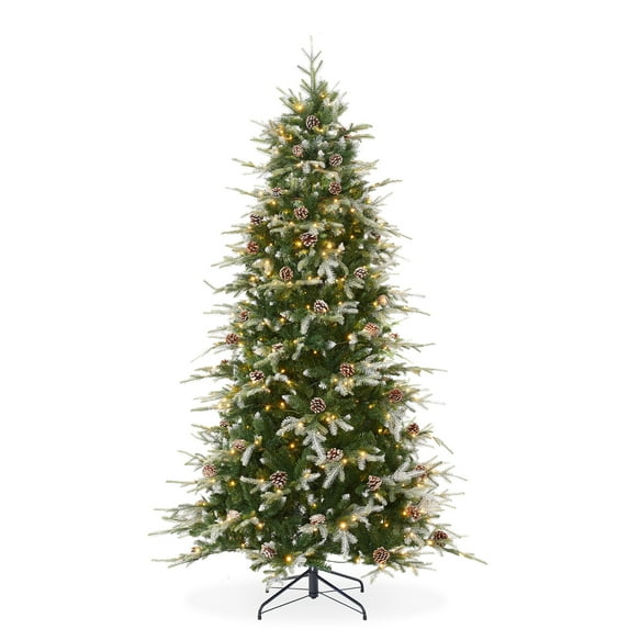 6.5FT Pre-Lit Slim Frosted Aspen Fir Artificial Christmas Tree with ...