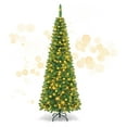 6.5FT Pre-lit Pencil Christmas Tree, Artificial Slim Christmas Tree ...