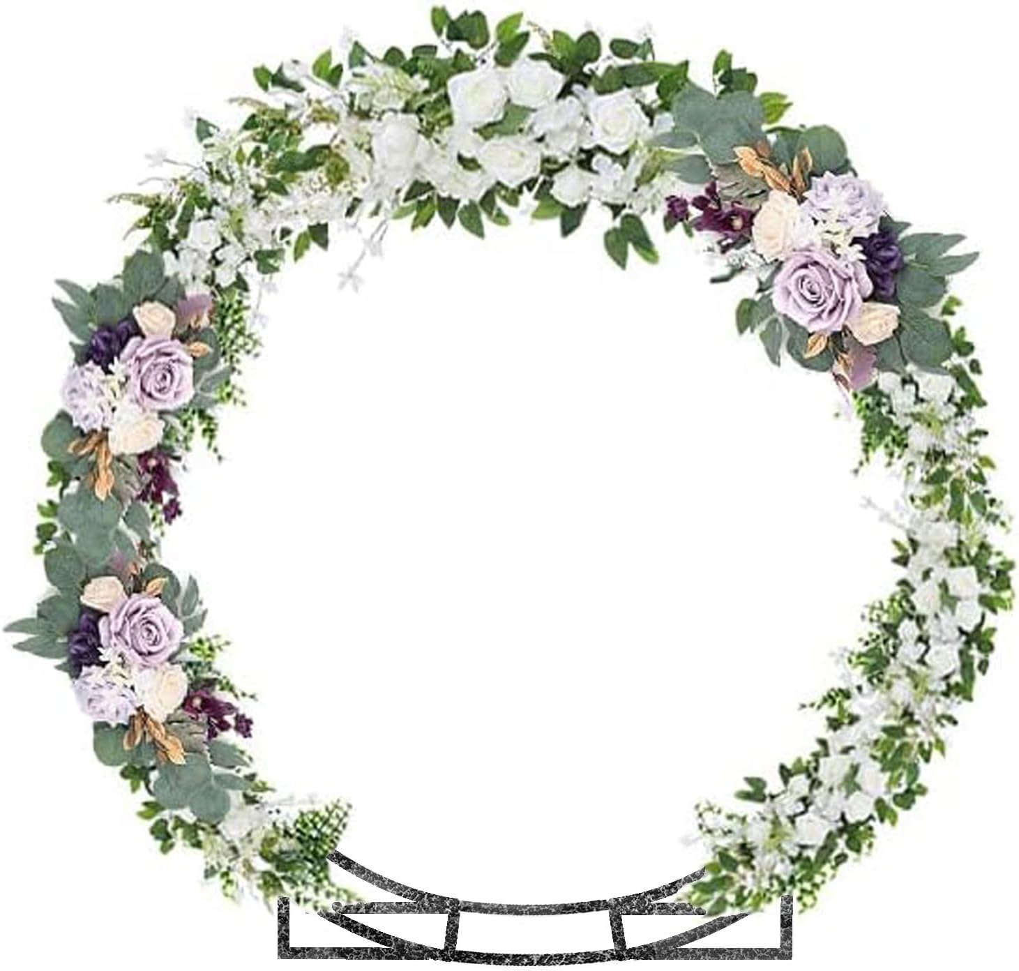 6.5FT Round Backdrop Stand Circle Balloon Arch Frame Double Metal Arch ...