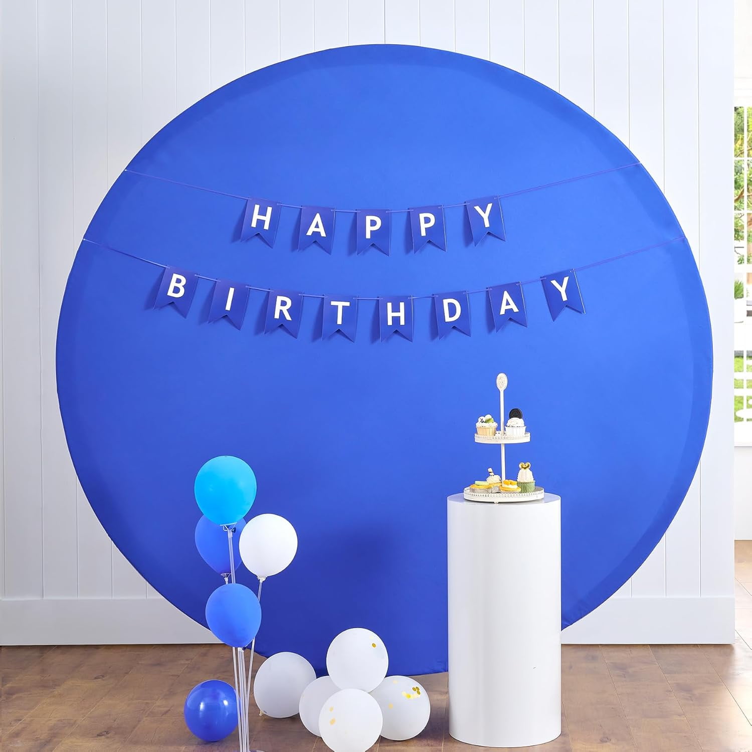 6.5FT Royal Blue Round Backdrop Cover Wrinkle Resistant Blue Circle ...