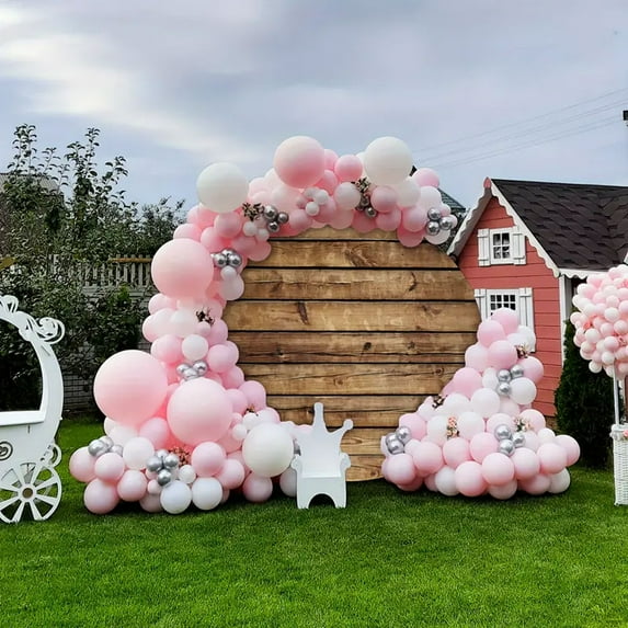 6.5Ft(2M) Festive Wood Grain Round Backdrop for Outdoor Events: Perfect ...