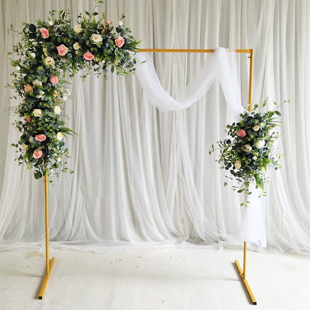 6.5Ft Gold Square Backdrop Stand Arch, Metal Wedding Arch Stand Pipe ...
