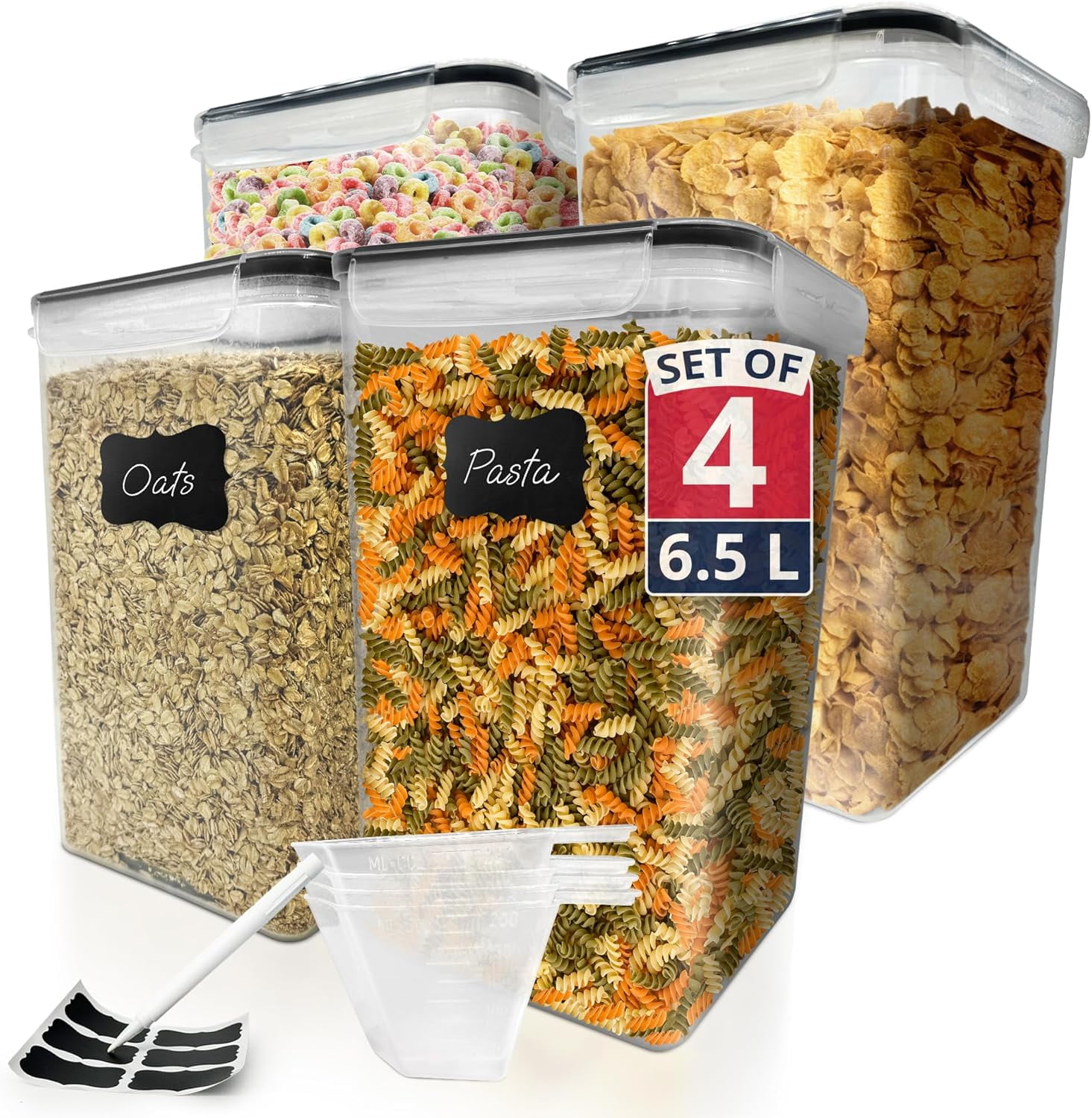 6.5L Airtight Food Storage Containers with Lids (4 Sets) | Kitchen ...