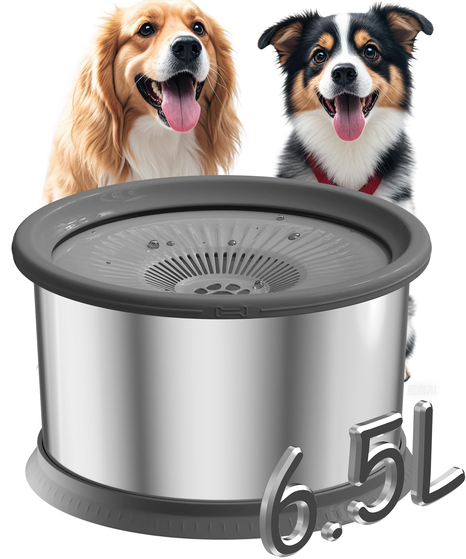 6.5L Dog Water Bowl No Spill 1.6 Gallon Stainless Steel Water Bowl for ...