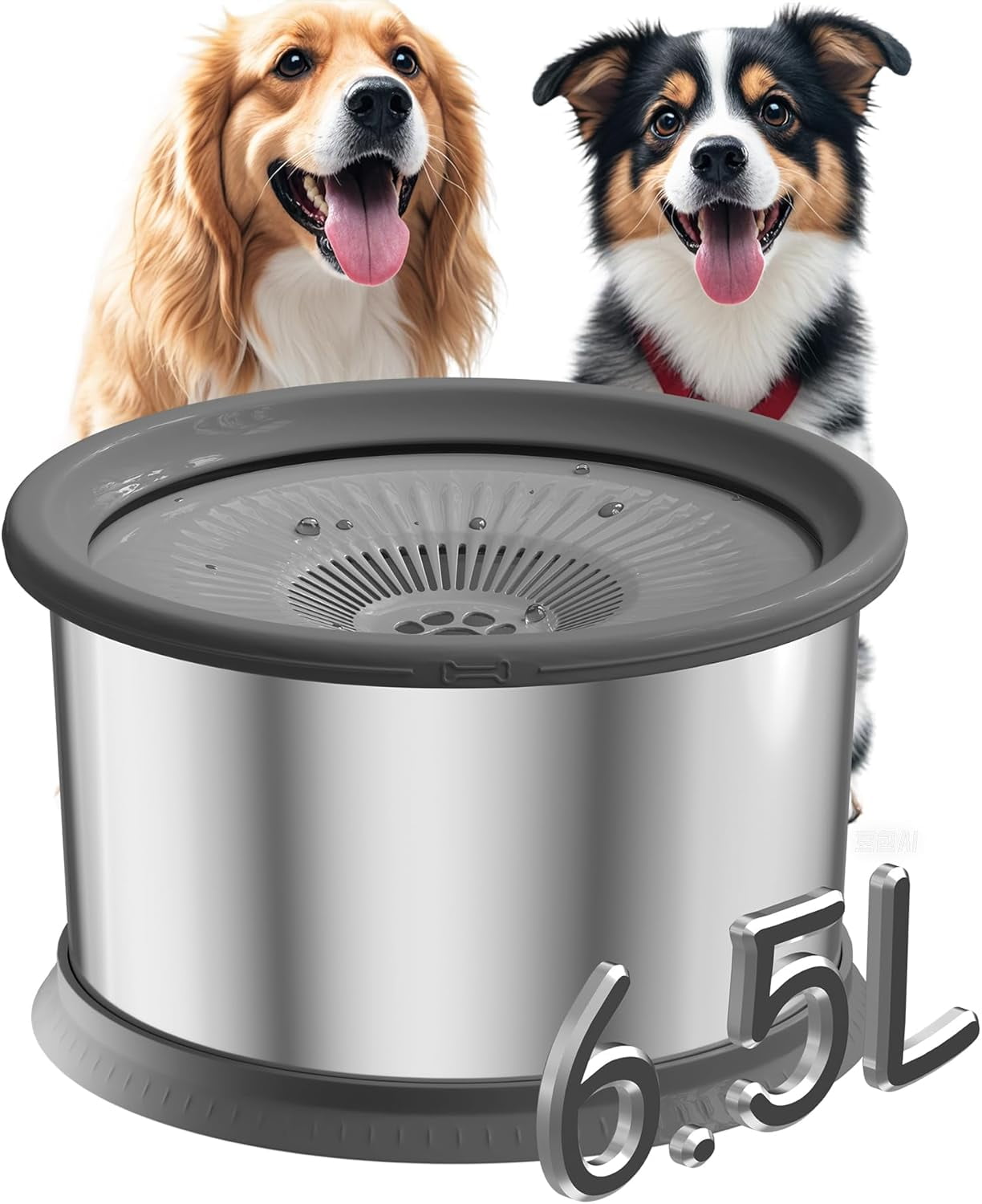 6.5L Dog Water Bowl No Spill 1.6 Gallon Stainless Steel Water Bowl for ...