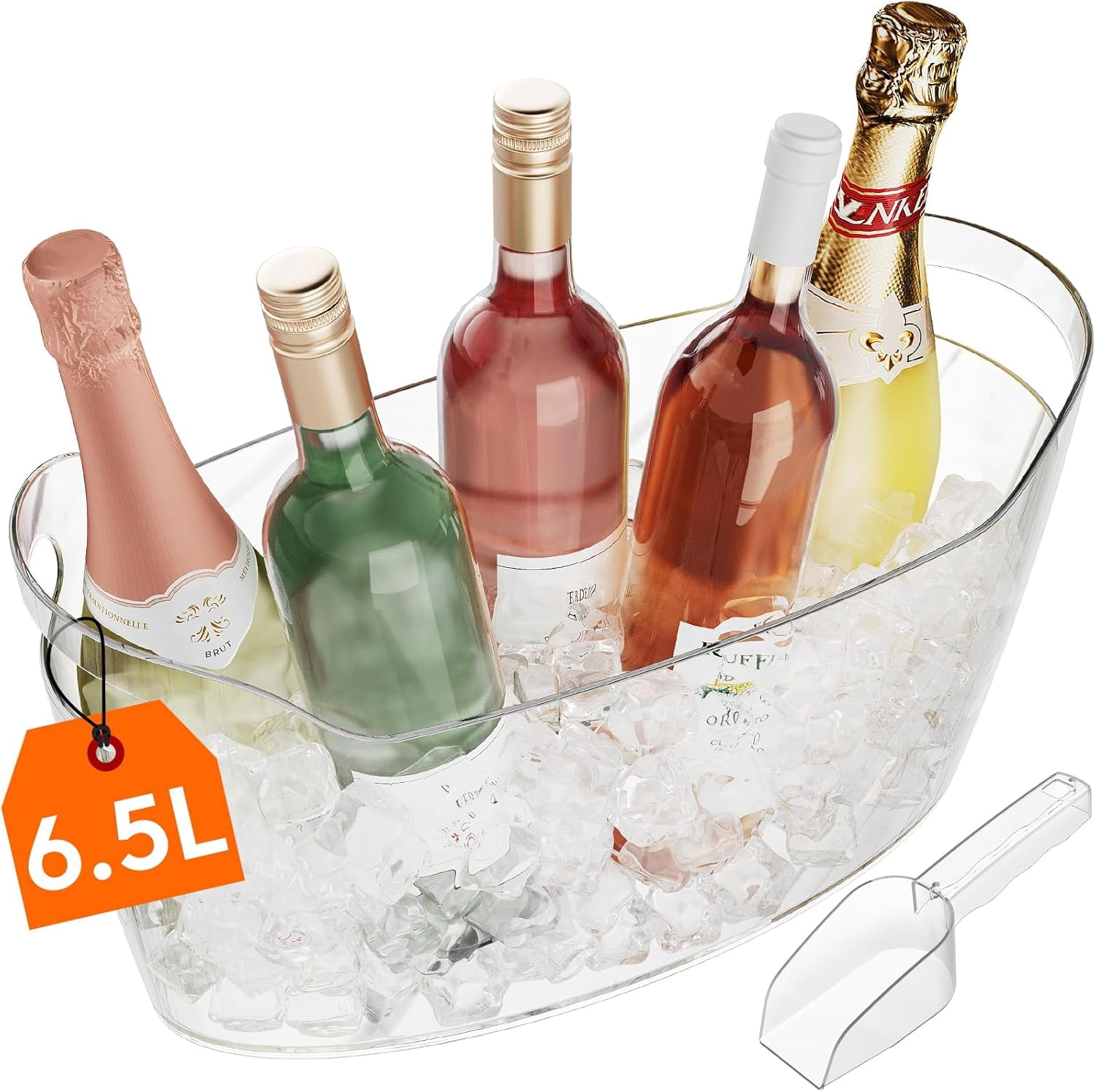 6.5L Ice Bucket for Parties, Portable Drink Bucket for Cocktail Bar ...