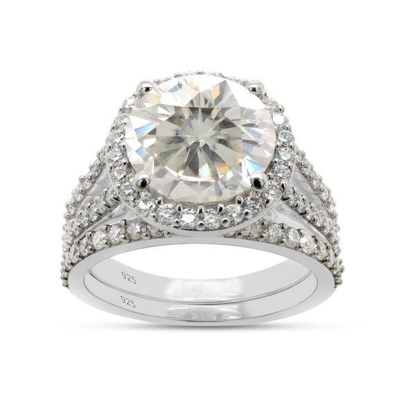 6.5MM Round Cut Lab Created Moissanite Diamond Halo Engagement Wedding ...