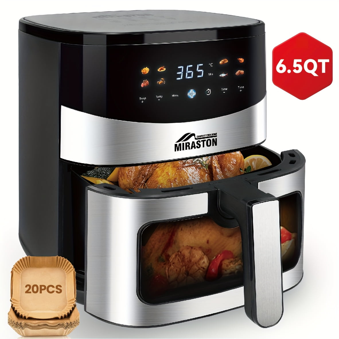 6.5QT/2.8QT Smart Touch Screen Viewable Window Air Fryer - Walmart.com