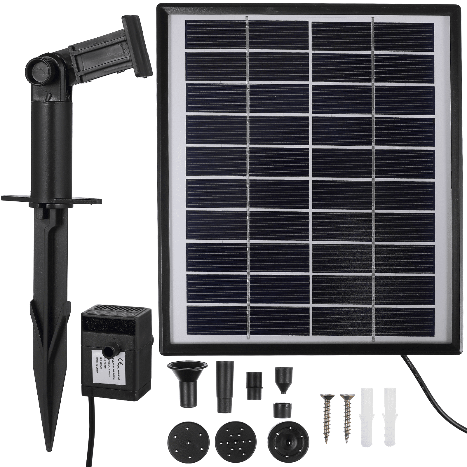 6.5W Solar Fountain Pump - Outdoor Water Feature with 3 Spray Patterns ...