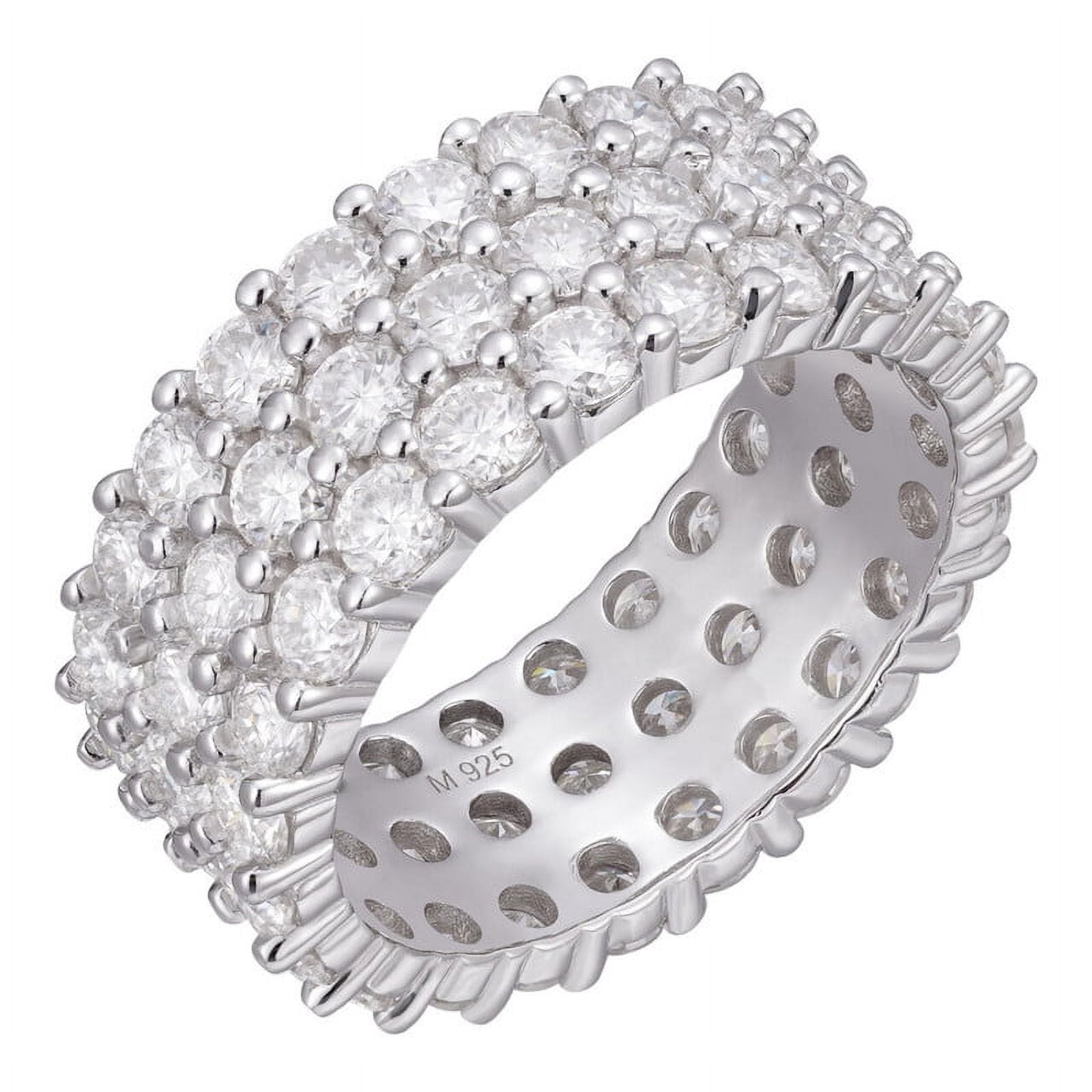 6.5ct D color Moissanite Three Row Iced Out Eternity Band Ring for ...